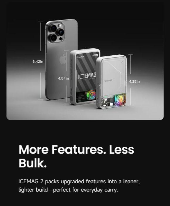 Sharge ICEMAG 2 (10,000mAh 3A 30W Qi2 Wireless) – Nitecore Singapore