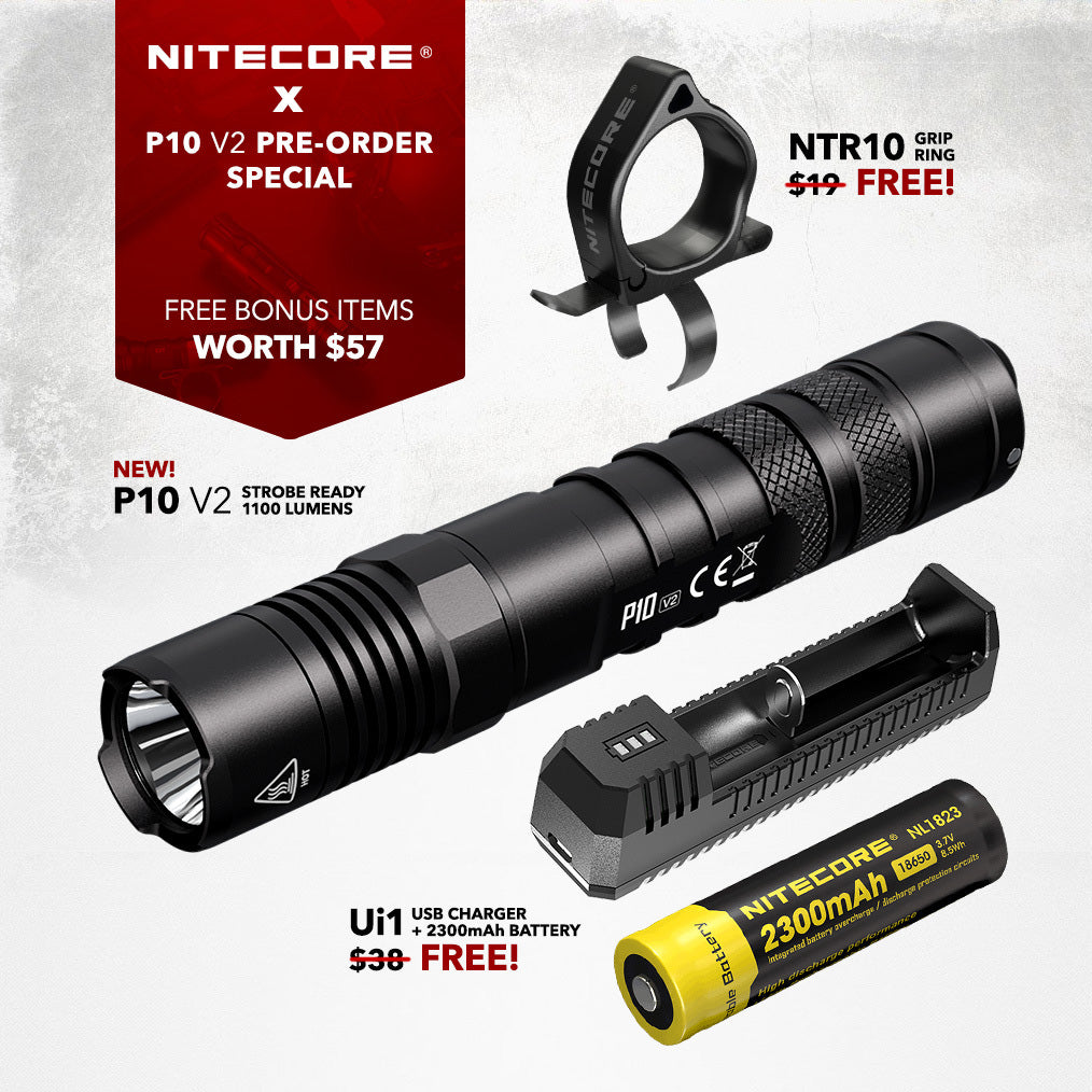 P10 V2 - 1100 lumens Tactical Duty Rechargeable Flashlight – Nitecore ...